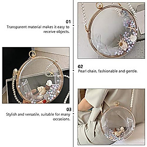 TENDYCOCO Crossbody Bag Clear Acrylic Clutch Transparent Evening Bag Round with Imitation Pearl Chain Strap for Women
