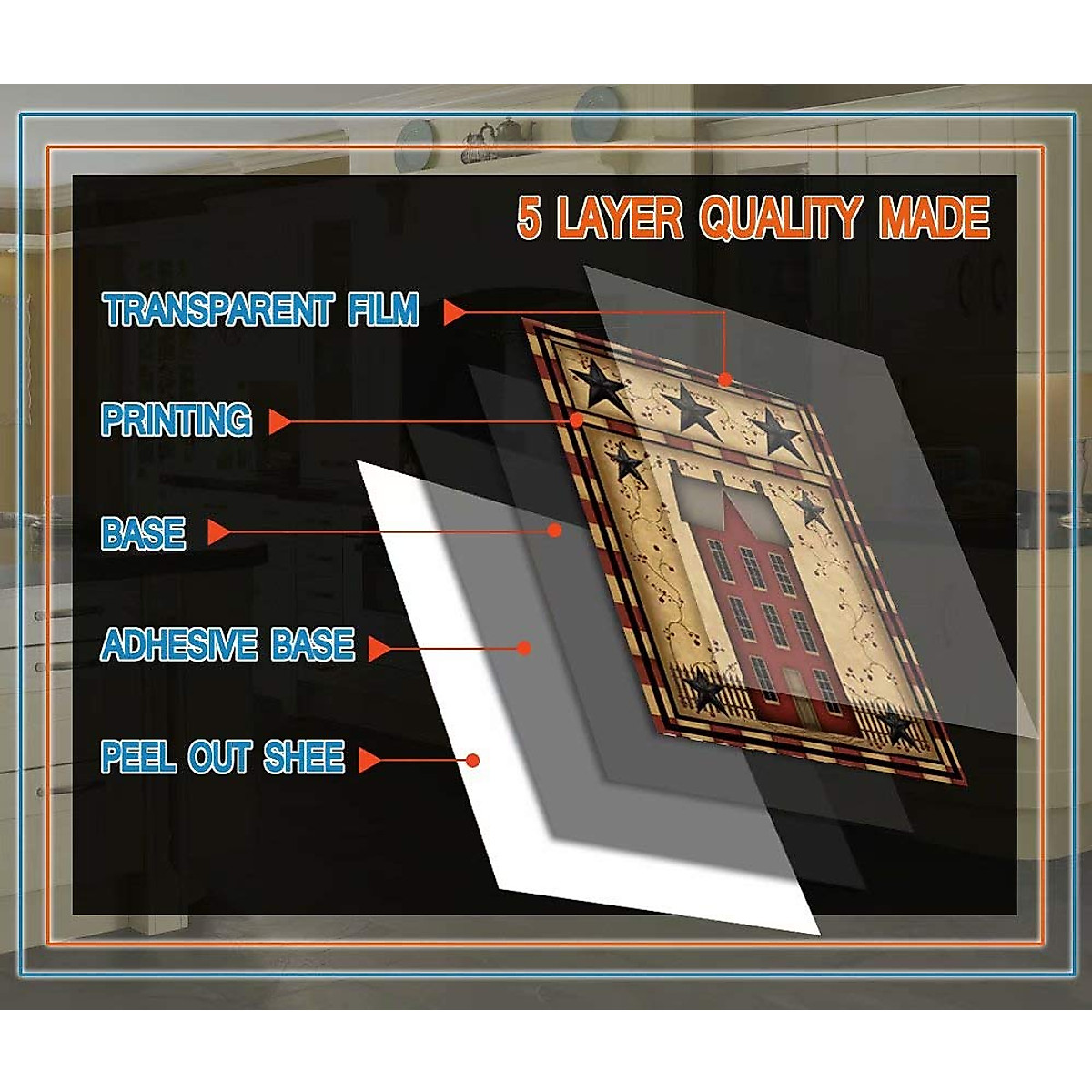 Homega Primitive Barn Star Dishwasher Magnet Cover, Prim Country House Fridge Magnetic Panels,Kitchen Decor Refrigerator Family Decals 23inchWx17inchH Primbarnh 2 1 Magnet 23 W x 17 H inch