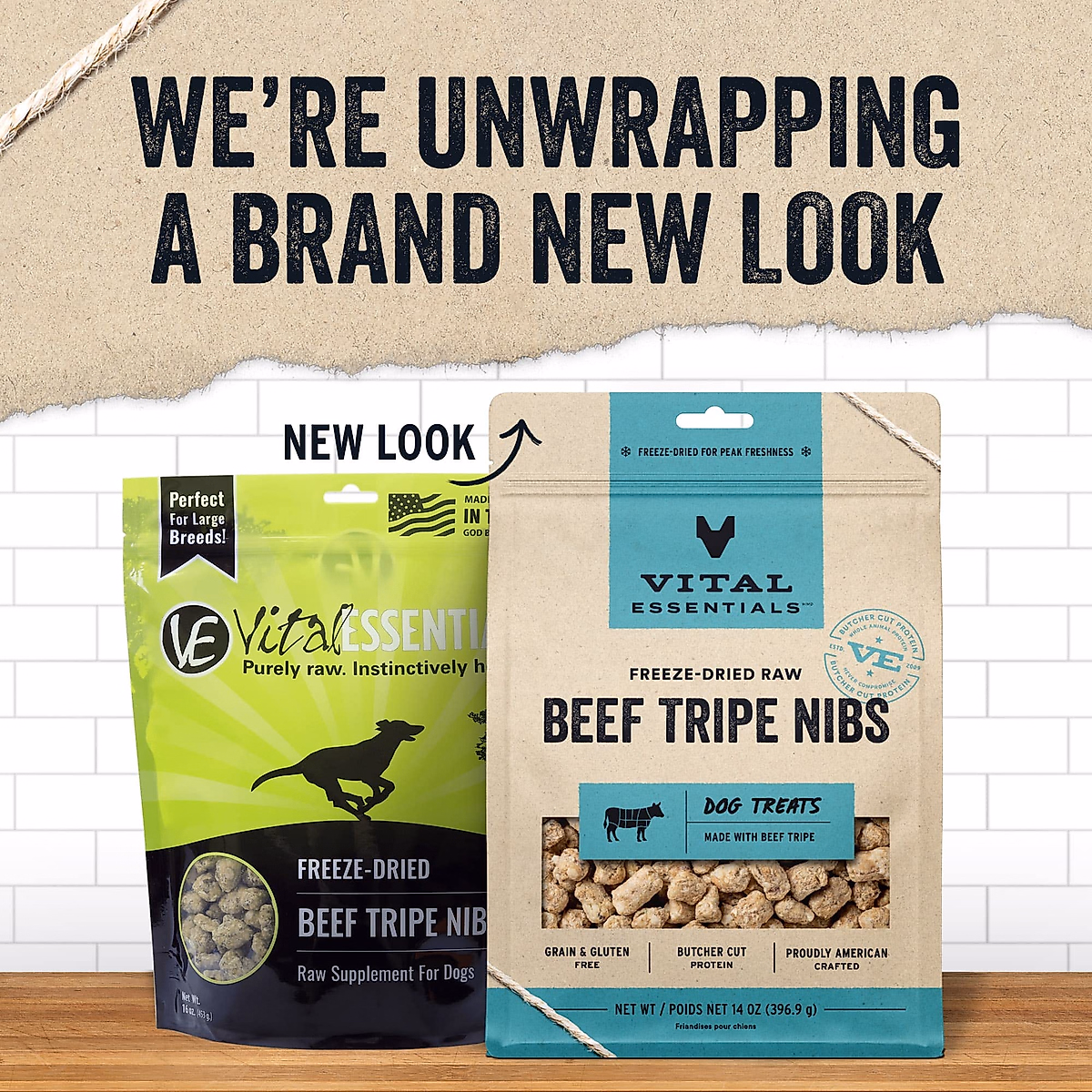 Vital Essentials Freeze Dried Raw Single Protein Dog Treats, Beef Tripe Nibs, 14 oz | Premium Quality High Protein Training Treats | Grain Free, Gluten Free, Filler Free