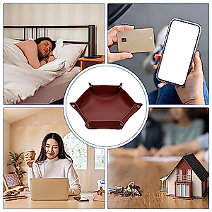 PATIKIL Leather Dice Tray, 2 Pcs Valet Tray Foldable Catchall Holder Leather Travel Tray for Men Women for Dice Card Jewelry Key Coin Glasses, Red 2 Size