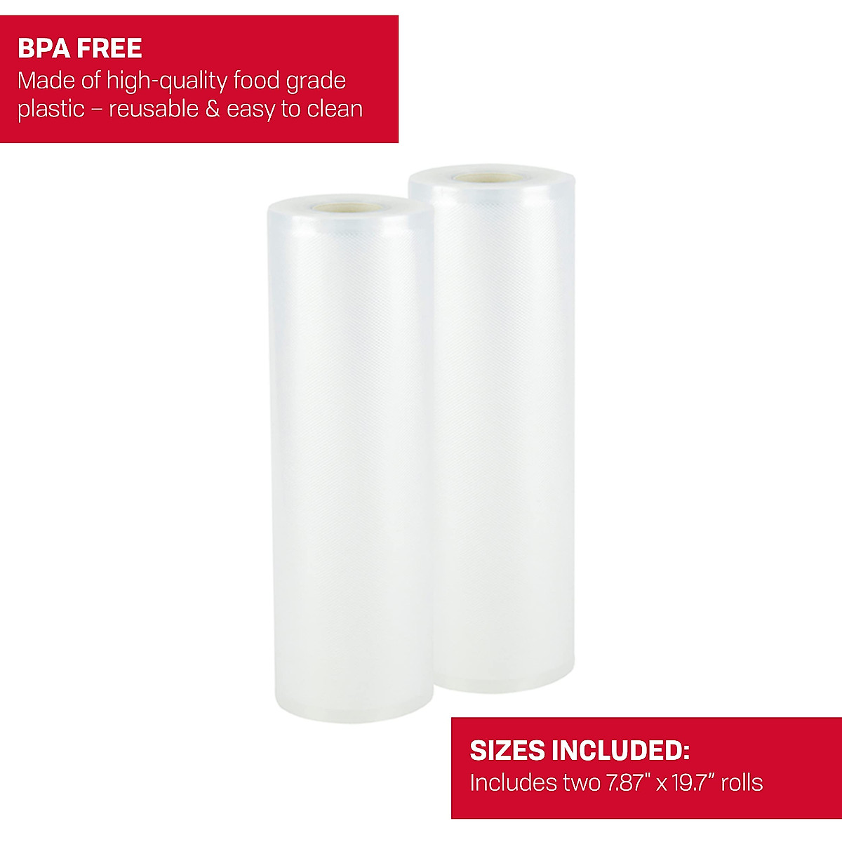 NESCO Vacuum Sealer Bags 8" x 20", Use for Sous Vide or Meal Prep, BPA Free, Dishwasher Safe, Tear Resistant, Safe to Microwave, Boil, or Freeze