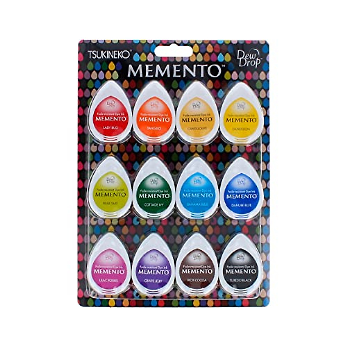 Tsukineko MD-012-100 12-Piece Assortment Memento Dew Drops Fade-Resistant, Gum Drops