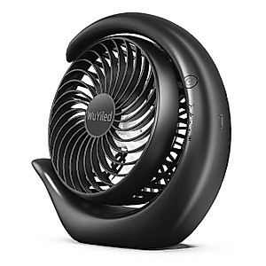WUYILED Small Rechargeable Fan, Portable Usb or Battery Fan, 3600mah Small Desk Fan, 8-24Hours Working, 3 Speed & Keep Quiet, 3.28Ft Charging Cord(Black)