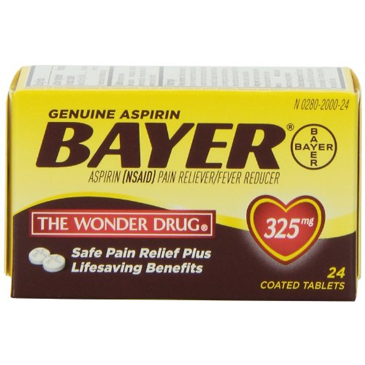 Genuine Bayer Aspirin 325mg Tablets, 24-Count (Pack of 2)