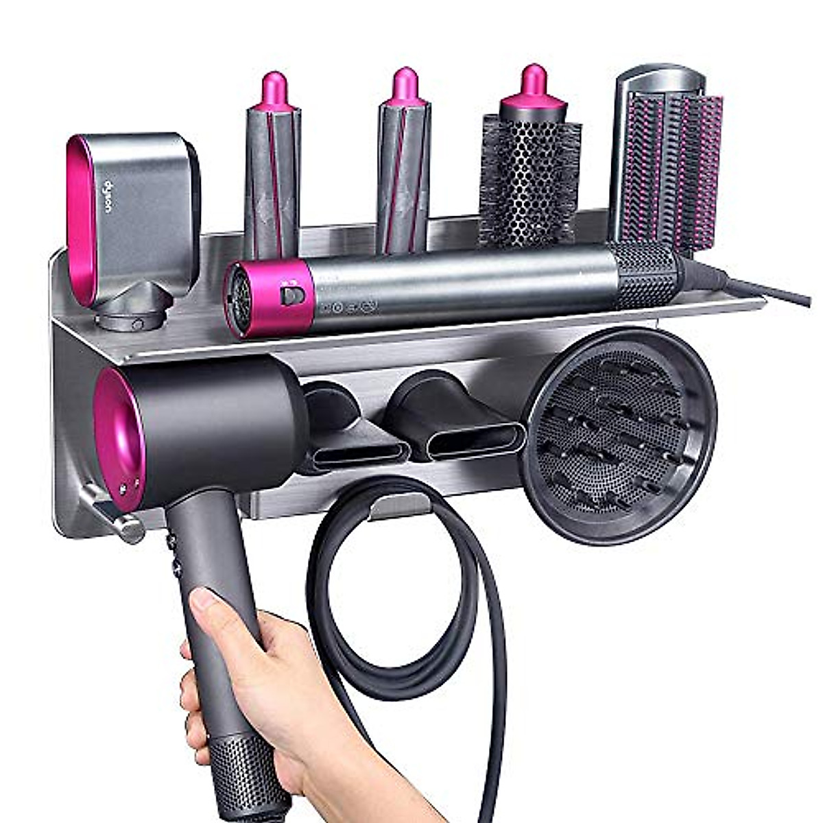 Floatant 2in1 Wall Mounted Stand Hair Dryer Holder for Dyson Supersonic Hair Dryer, for Dyson Airwrap Styler Organizer Storage Shelf Fits Curler Diffuser for Bathroom Bedroom Hair Salon Barbershop…