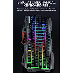 EXHNLE Gaming Keyboard and Mouse Combo, LED Rainbow Backlit Keyboard with 104 Key Computer PC Gaming Keyboard for Computer, Desktop, Notebook, Laptop