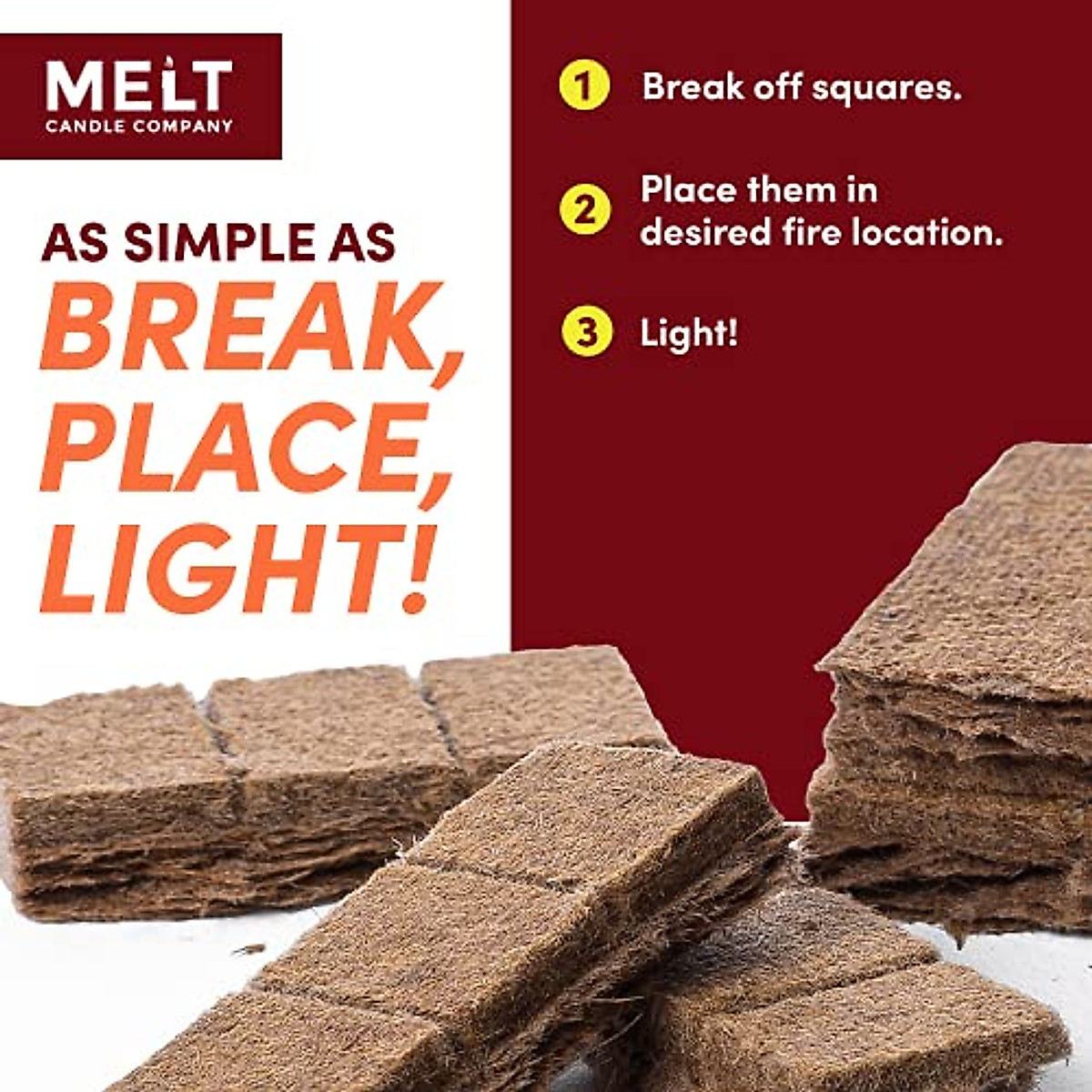 Fire Starter Squares 160 - Fire Starter Pack for Chimney, Grill Pit, Fireplace, Campfire, BBQ & Smoker - Water Resistant and Odourless - Camping Accessories