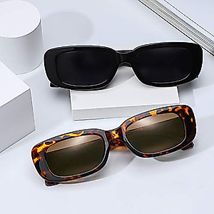 Tskestvy 4 Pieces Retro Sunglasses Vintage Sunglasses Small Square Rectangle 90s Glasses Trendy Y2K for Women Aesthetic Accessories (A)