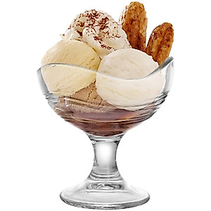 SOUJOY 6 Pack Glass Footed Dessert Bowl, 8oz Ice Cream Cup, Clear Haavy Duty Parfait Fruit Cup for Sundae, Ice Cream, Cocktail, Salad, Condiment, Trifle