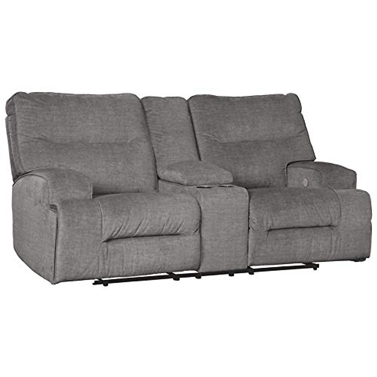 Signature Design by Ashley Coombs Double Reclining Power Loveseat w/Console, Charcoal