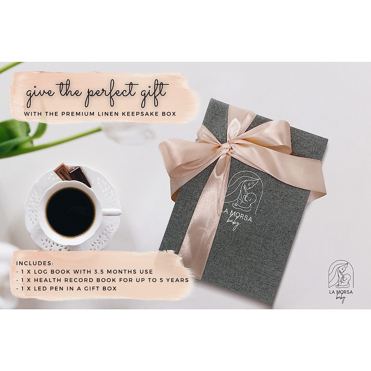 La Morsa baby log book tracker & journal for mom - daily log book to record newborns & babies feeding, poop, sleep & breastfeeding schedule - includes baby growth charts & immunization - bonus LED pen