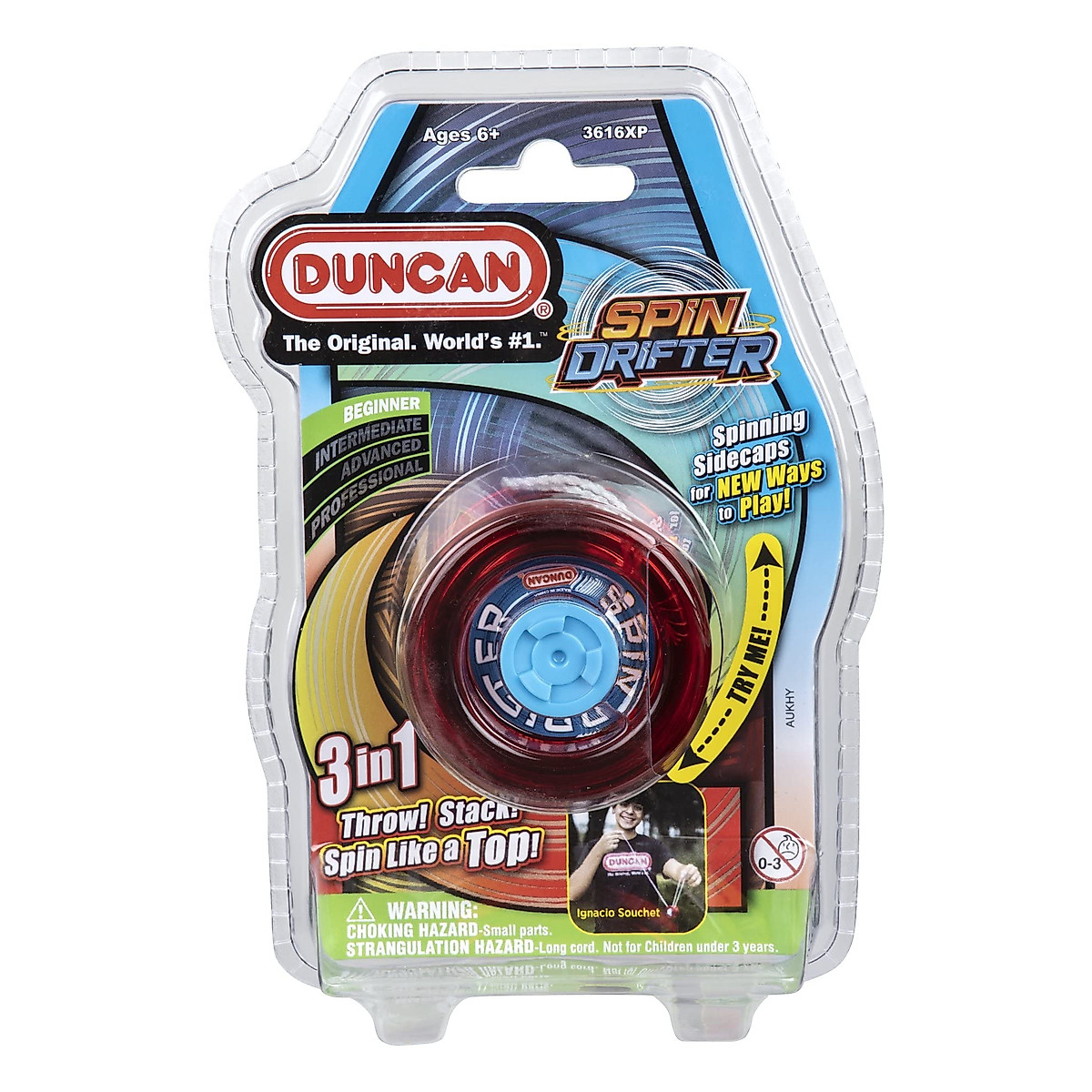 Duncan Toys Spin Drifter Yo-Yo, Side-Spinning Yo-Yo, Beginner to Advanced, Red, 1 Yo-Yo