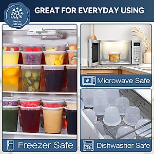 Deli Containers with Lids 48 Sets (8, 16, 32 oz 16 Each) - Clear Soup Containers Plastic Quart Containers with Lids, Pint Take out Containers Leakproof, BPA Free, Dishwasher/Microwave/Freezer Safe