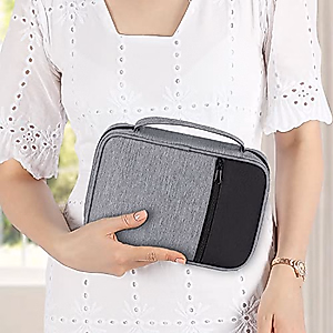 QASMANA Bible Cover, Standard Size Polyester Bible Case with 4 Highlighters, Internal Compartments and Zippers, 10x7x2 Inches, (Gray)