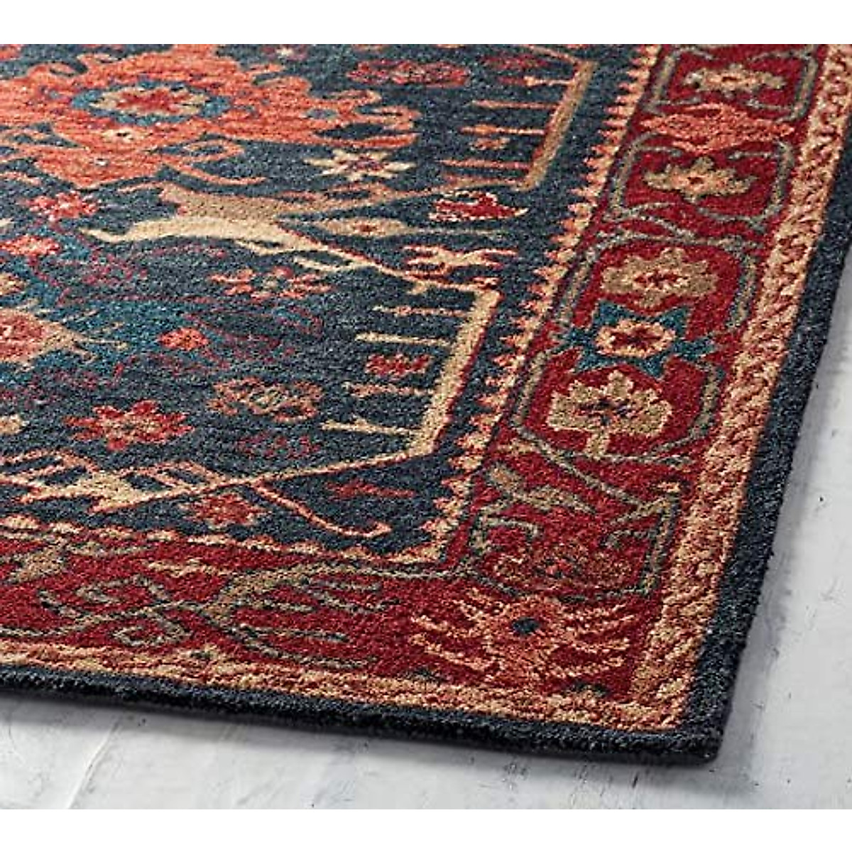 Wool Rug CHIA Channin Indigo Rug Hand Tufted Persian Traditional Wool Rug New Floral Oriental Vintage Area Rug (8x10)