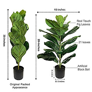 BESAMENATURE 30" Little Artificial Fiddle Leaf Fig Tree/Faux Ficus Lyrata for Home Office Decoration