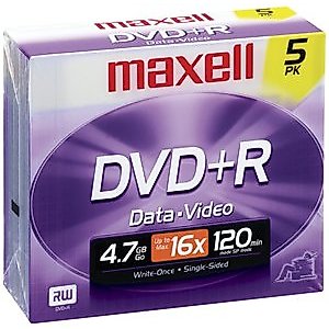 MAXELL DVD+R 4.7GB DVD Recordable Disc (5-Pack)