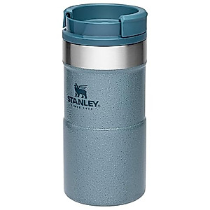 STANLEY NeverLeak Travel Mug .35L / 12OZ Hammertone Ice – Leakproof - Tumbler for Coffee, Tea & Water - BPA FREE - Stainless-Steel Thermo Cup - Rotating lid covers drink - Dishwasher Safe