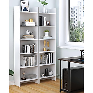 Hzuaneri 6-Tier Bookshelf, 66.9 Inches Floor Standing Bookcase, Display Storage Shelf, Corner Shelf, Home Decor Furniture for Home Office, Living Room, Bedroom, White 01103XBC