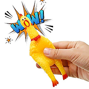 15 Pcs Rubber Chicken Screaming Chicken squeeze Novelty Squeaky Noise Shrilling Shrieking Squawking Chicken Noisemaker Novelty Gadget for Dogs Pets, 6.3 Inch