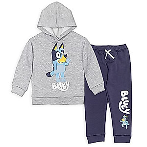 Bluey Toddler Boys Fleece Hoodie and Pants Outfit Set Grey/Blue 3T