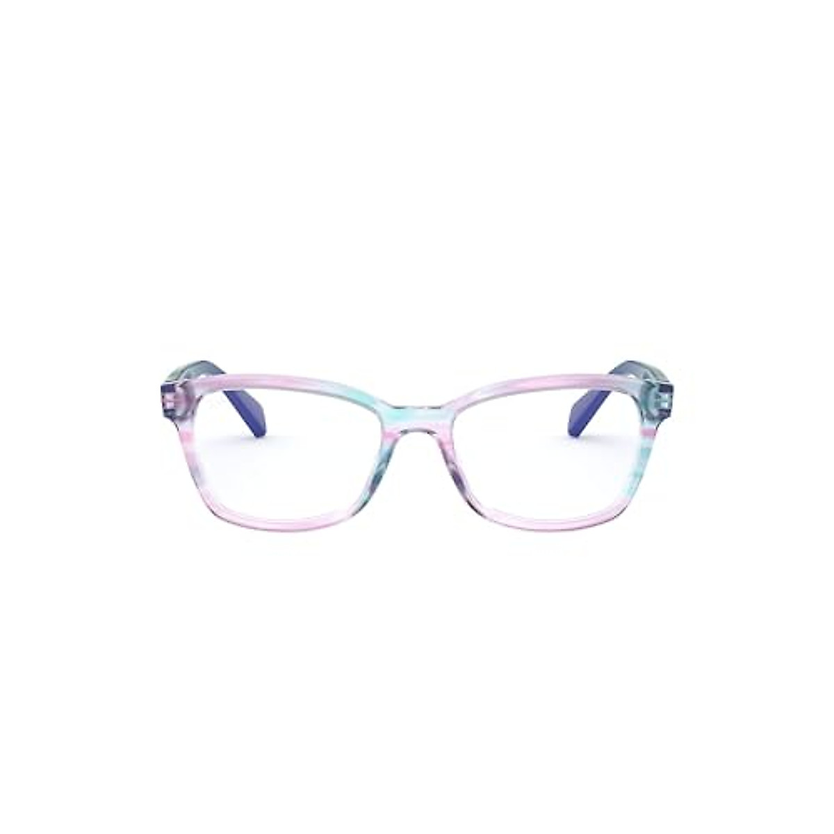 Ray-Ban Junior Girls' RY1591 Square Prescription Eyeglass Frames, Violet Striped Multicolor/Demo Lens, 48 mm