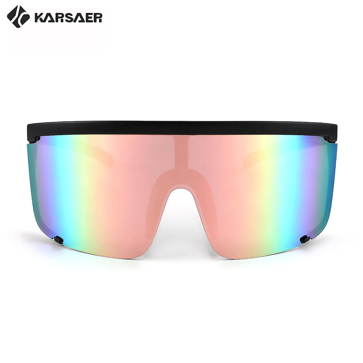 Karsaer Vision Shield Sunglasses for Men Women Oversized Neon 80s 90s Visor Shades Sports Style Outdoor Cycling Ski