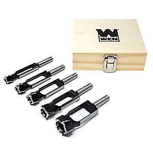 WEN DB051T 5-Piece Tenon and Deep Plug Cutter Drill Bit Set with Carrying Case
