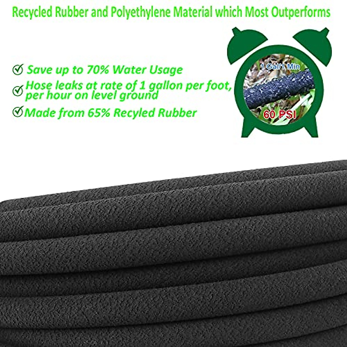 STYDDI Soaker Hose, 1/2" x 50 FT Round Soaker Garden Hose, Heavy Duty Water Seeper Hose Great for Garden Vegetable Beds, Lawn and Plants