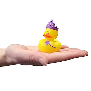 Cool Rubber Duckies for Girls Pink and Purple Princess Star (2") Standard Size. (12 Pack) Cute Duck Bath Tub Pool Toys. (Princess Rubber Ducks)