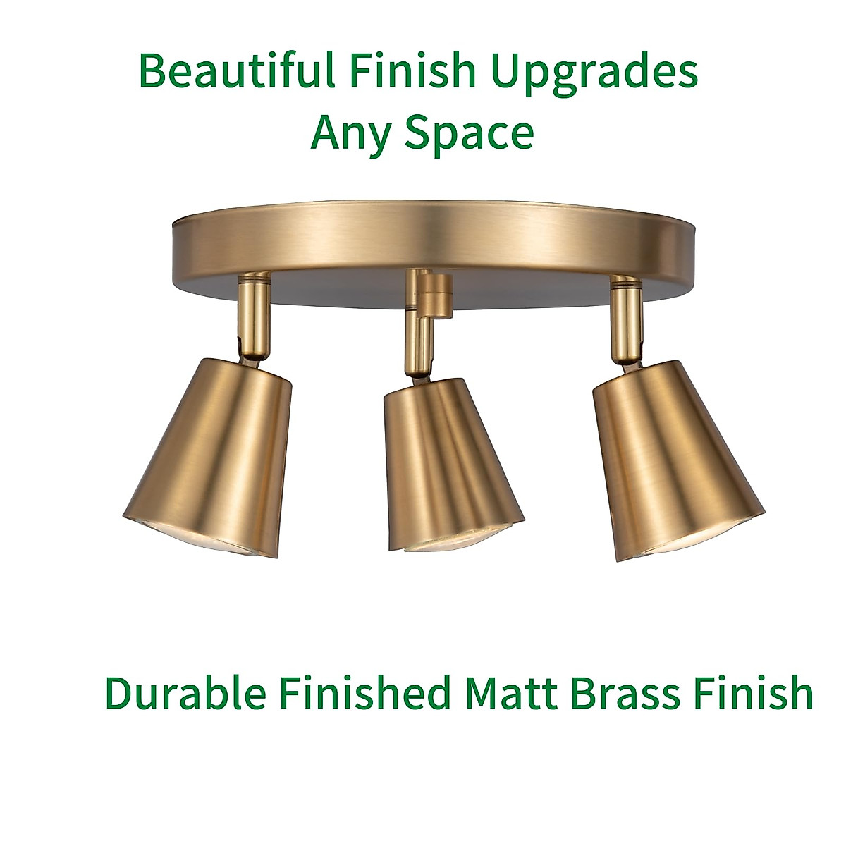 CRAFTRONOS 3 Light Track Lighting Kit, Matt Brass Finish Canopy with Moden Flush Mount Ceiling Spotlight for Kitchen,Dining,Living Room,Home Improvement