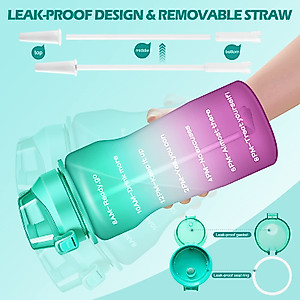 4AMinLA Motivational Water Bottle 2.2L/64oz Half Gallon Jug with Straw and Time Marker Large Capacity Leakproof BPA Free Fitness Sports Water Bottle