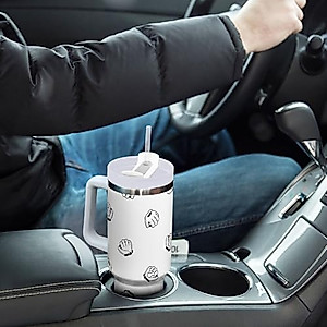 DIGTIA Stainless Steel Insulated Tumbler w/Handle & Straw, Baseball Double Wall Vacuum Travel Coffee Mug Cup w/Lid, Leak-Proof Sports Glove Sport Water Bottle,40oz