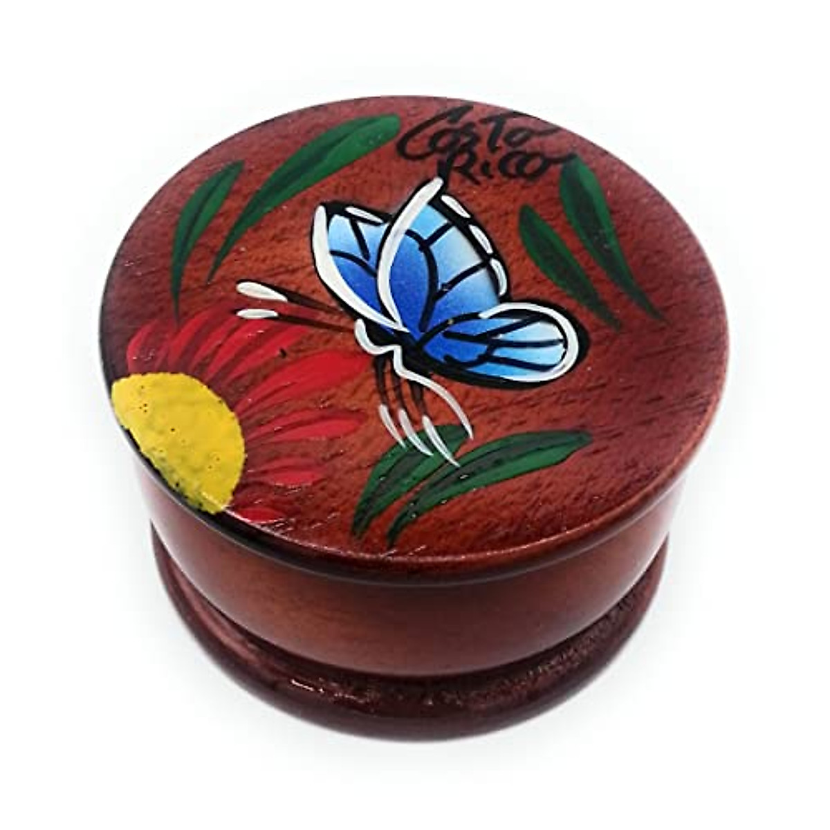 Kal Crafts - Wooden Jewelry Box - Handpainted Decor - Set of 1 Authentic Costarican Rainforest Jewelry Box - Artisanal - Storage Case for Earrings, Necklace and Rings (Butterfly)