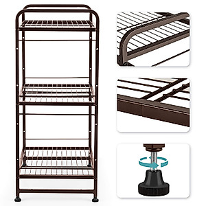 Auledio 3 Tiers Metal Shelves, Unit Storage Rack, Wire Shelving with Leveling Feet for Kitchen Counter, Living Room, Bethroom, Toliet, Garage, Office - Bronze