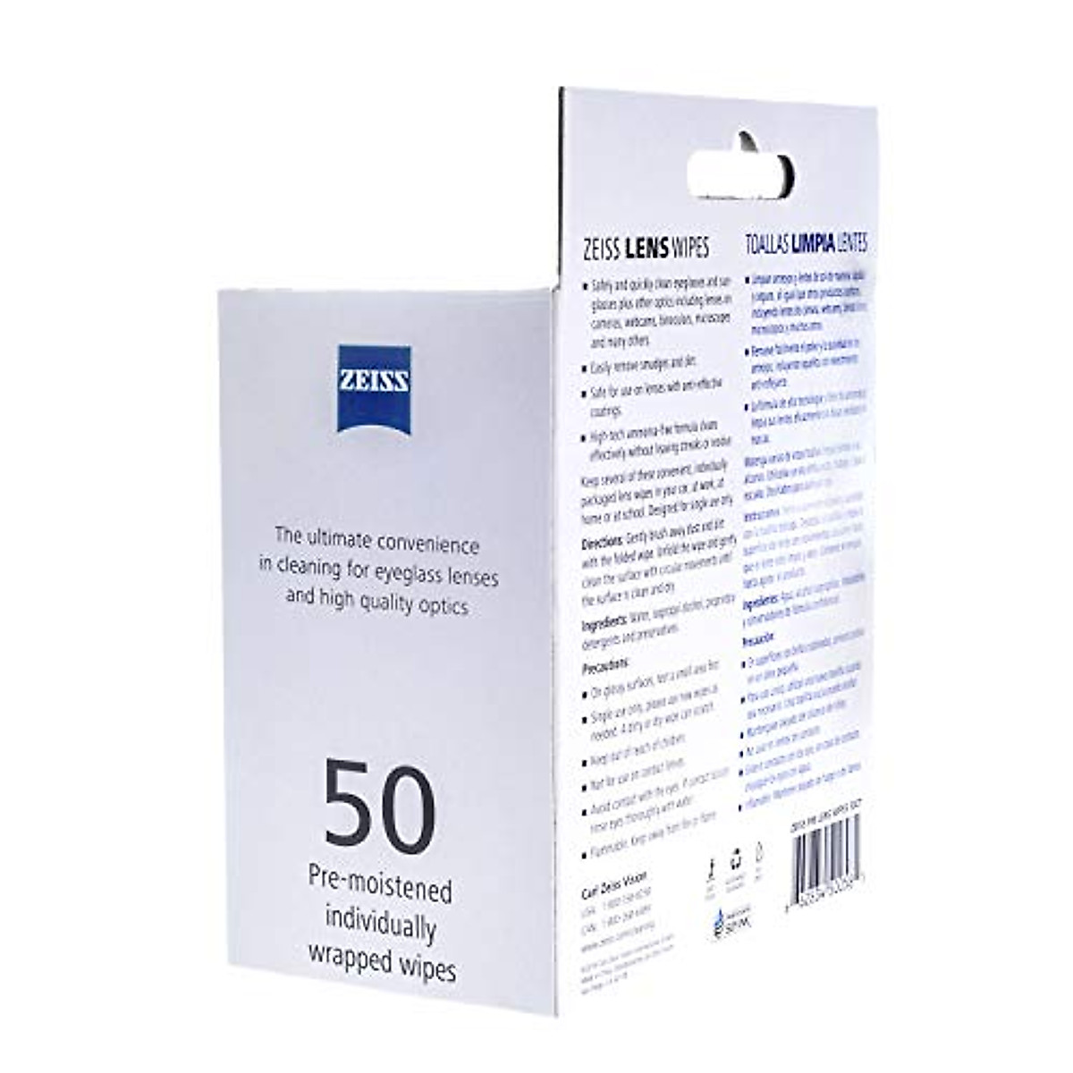 Zeiss Pre-Moistened Lens Cleaning Wipes - Cleans Bacteria, Germs and Without Streaks for Eyeglasses and Sunglasses - (50 Count)
