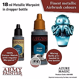 The Army Painter Warpaint Air Metallics Azure Magic - Acrylic Non-Toxic Heavily Pigmented Water Based Paint for Tabletop Roleplaying, Boardgames, and Wargames Miniature Model Painting