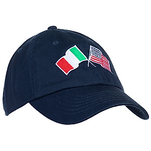 Ann Arbor T-shirt Co. Italian American Flag Hat - Italy USA Friendship, Italiano Italia America Baseball Dad Hat for Men Women - (Navy)