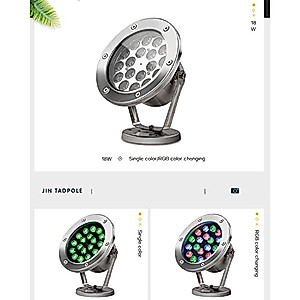 TWXG Colored with Remote Pool Light IP68 Waterproof Stainless Steel Underwater Lights Submersible Night Lamp DC 12V 24V Outdoor Garden Swimming Pool Fountain Lights