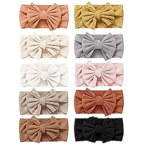 Niceye Pack of 10, Baby Girls Headbands with Bows Handmade Hair Accessories Stretchy Hairbands for Newborn Infant Toddler