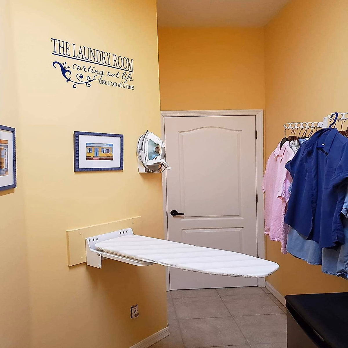 Heavy Duty Ironing Board 37.40"x11.80" Extreme Stability Wall Mount Ironing Board Professional Space Saving Folding Ironing Board with Heat Resistant Cover for Home Laundry Room Dorm White and Grey