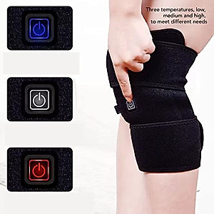 Demeras Heated Knee Brace Wrap, USB Power Supply 3 Gears Electric Heat Knee Support Cotton Portable with Hook and Loop for Keep Warm for Adults
