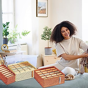 verrio Sock Underwear Organizer Drawer Dividers, Sock Underwear Drawer Organizer Bins, Closet Cabinet Organizer Underwear Storage Boxes for Storing Socks, Undies and Baby Clothes (Beige-M)