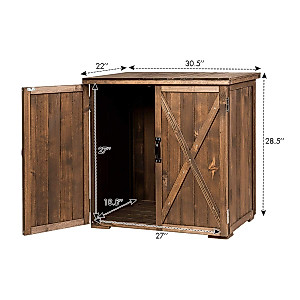 Goplus Compact Wooden Storage Shed, 2.5 X 2 Ft Fir Wood Cabinet for Garden Yard Patio
