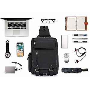 Messenger Bag for Men Canvas Sling Bag Crossbody Backpack Laptop Shoulder Bag Hiking Daypacks Casual Tactical Travel School (Dark blue-D)