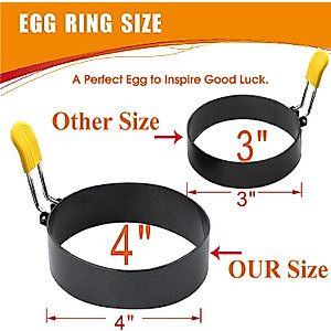4 Inch Large Egg Rings for Frying Eggs, 2 Pack Stainless Steel Egg Cooking Rings Nonstick Round Egg Shaper Mold with Anti-scald Handle for English Muffins Pancake Cooking Griddle