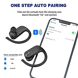 BEBEN Wireless Earbuds, 36H Playtime Bluetooth Headphones with Mics and Charging Case for iPhone Android, Waterproof Running Headphones for Gym Yoga Workout, Hi-Fi Sound Over Ear Buds with Earhooks