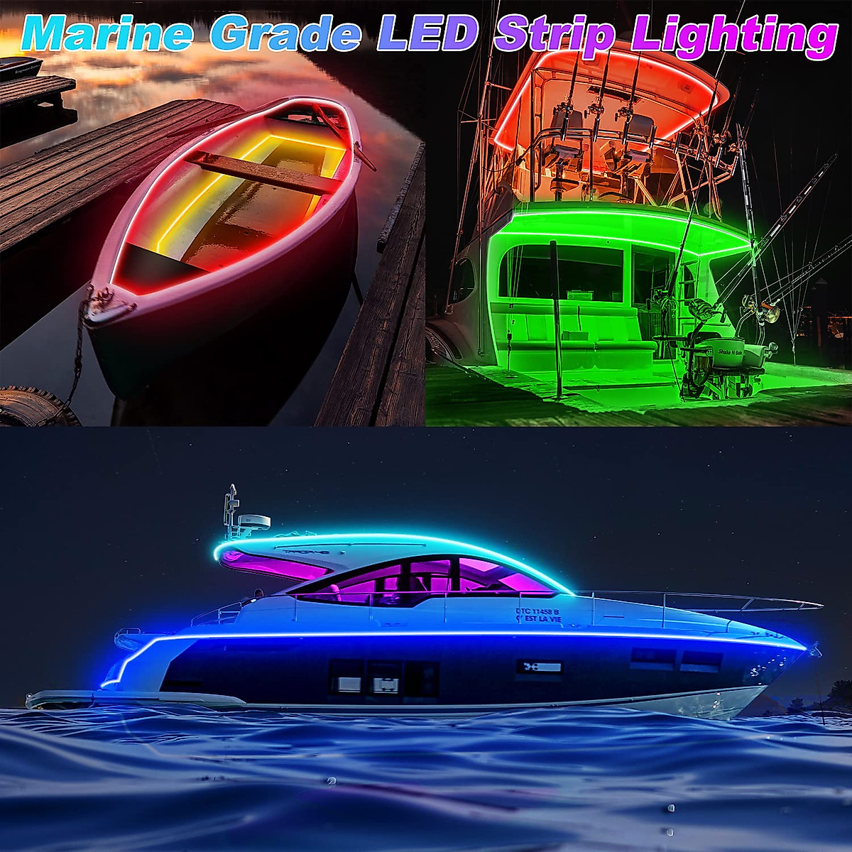 LED Boat Lights Strip 33FT, IP67 Marine LED Strip Pontoon Boat Light App Control, 12V RGB Waterproof Boat Interior Light, Night Fishing Lighting for Bass Boat, Kayak, Jon Boat, Cabin, Deck