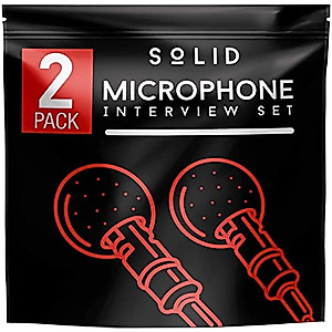 Solid Clip On Lavalier Lapel Microphone 2 Pack Set for iPhone and Android Vlogging, Interview, Selfie Videos