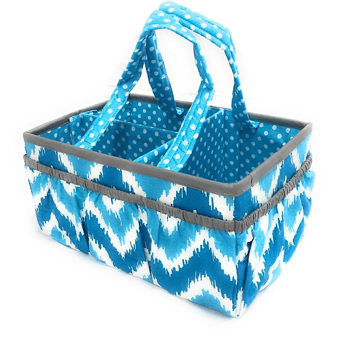 Bacati Mix and Match Nursery Fabric Storage Caddy with Handles, Turquoise